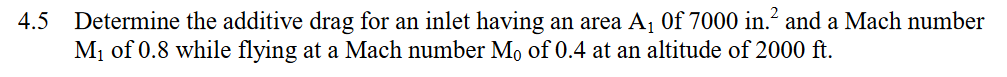 Solved 4.5 Determine the additive drag for an inlet having | Chegg.com