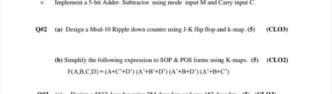 Q#2 (a) Design a Mod-10 Ripple down counter using J-K | Chegg.com