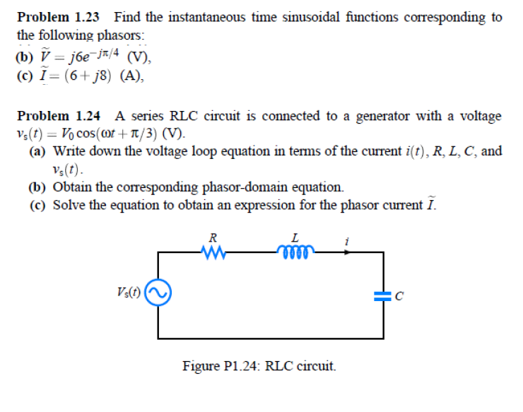 Solved Problem 1.23 Find the instantaneous time sinusoidal | Chegg.com