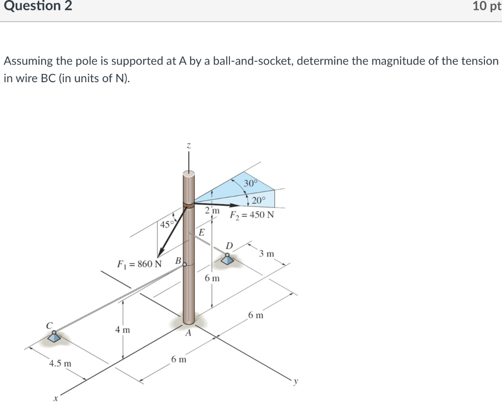 Solved Assuming the pole is supported at A by a | Chegg.com