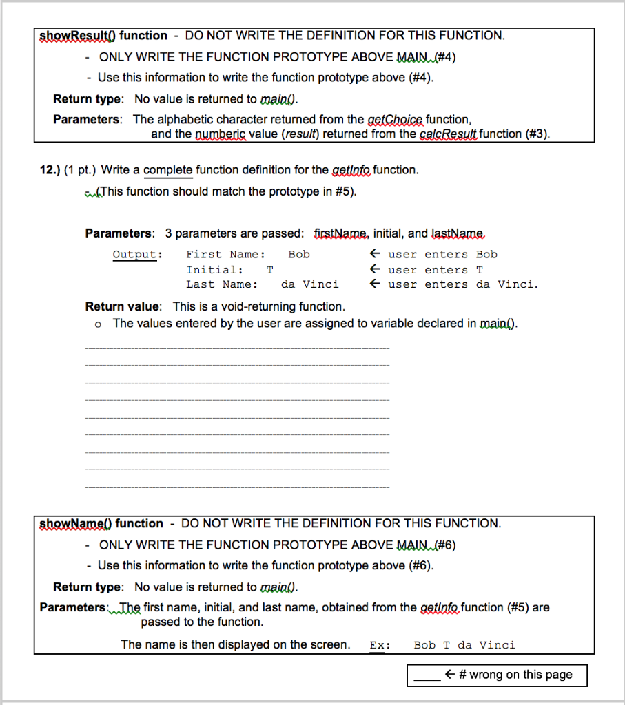 Solved Write Function Prototypes For The Following 5075