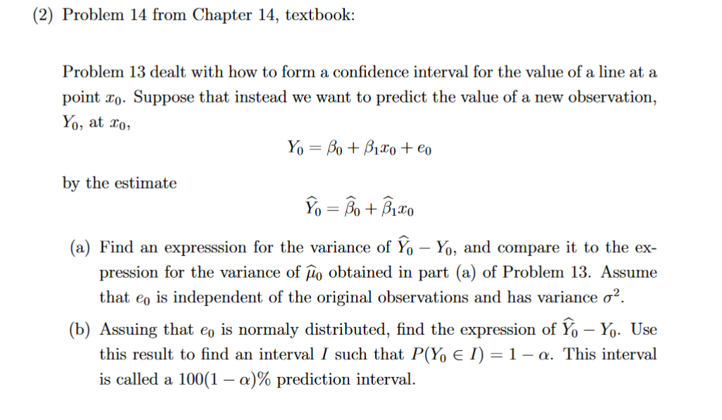 Solved (2) Problem 14 from Chapter 14 , textbook: Problem 13 | Chegg.com