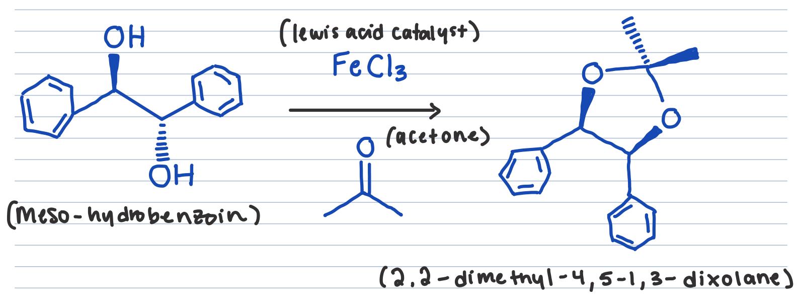 Solved 애 (lewi's acid catalyst) FeCl3 0 0 (acetone) OH (meso | Chegg.com