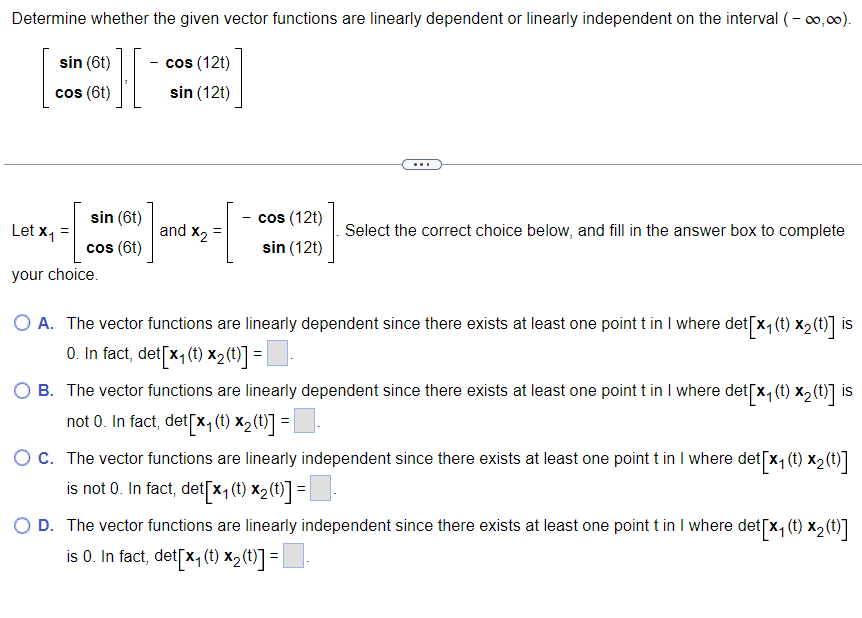 Solved Determine whether the given vector functions are | Chegg.com