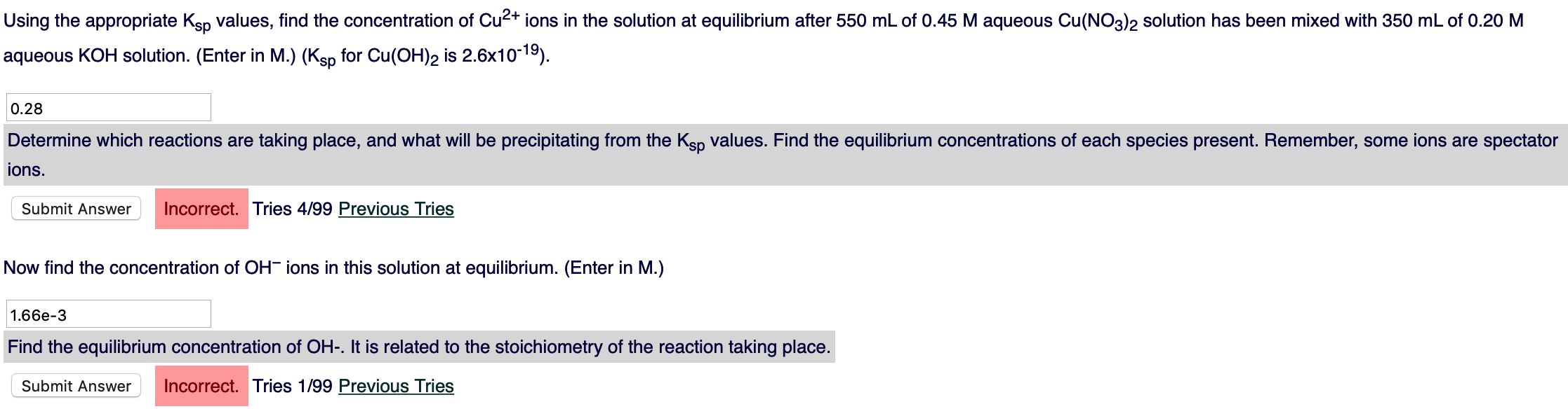Solved Using the appropriate Ksp values, find the | Chegg.com