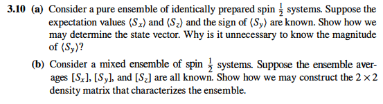Solved 3 10 A Consider A Pure Ensemble Of Identically