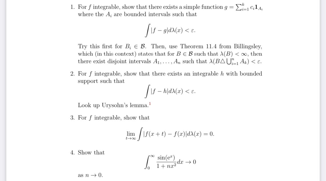 Solved 1. For f integrable, show that there exists a simple | Chegg.com