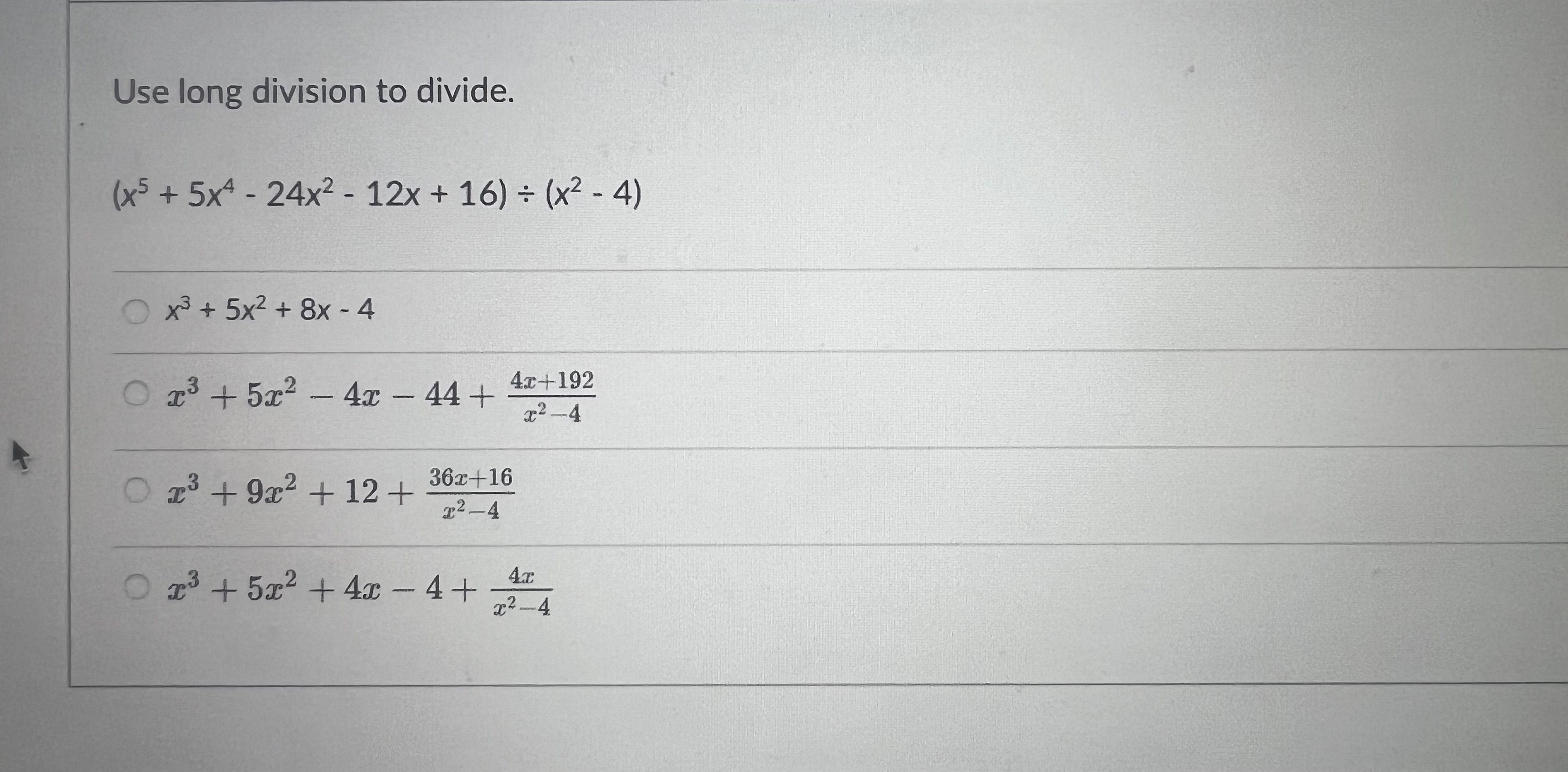 Solved Use long division to divide. | Chegg.com
