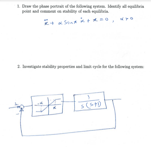 Solved 1. Draw the phase portrait of the following system. | Chegg.com