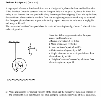 Solved Problen 1 (40 ﻿points) [parts a-c]A large spool of | Chegg.com