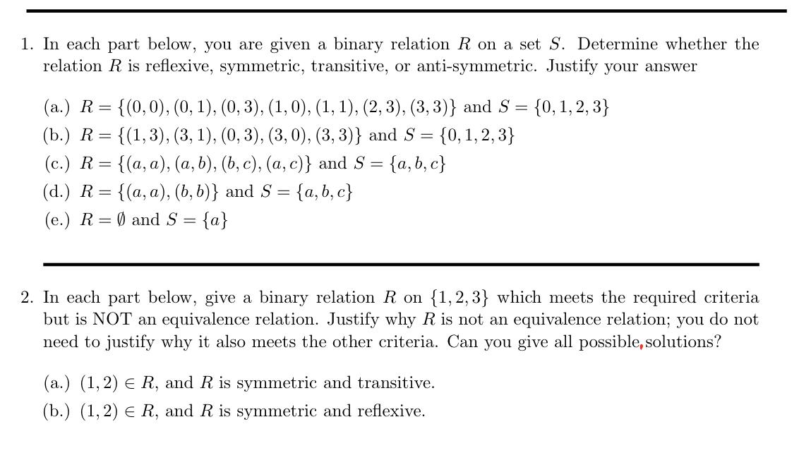 Solved 1 In Each Part Below You Are Given A Binary