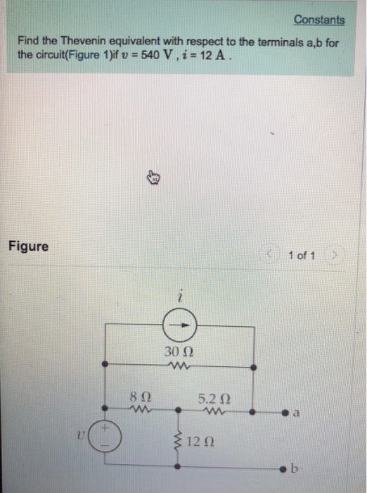 Solved Constants Find the Thevenin equivalent with respect | Chegg.com