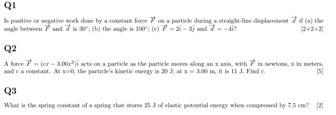 Solved Q1 Is positive or negative work done by a constant | Chegg.com