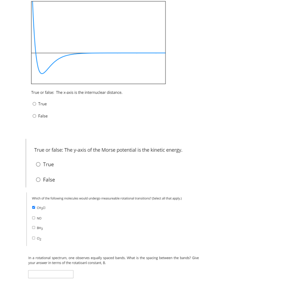 Solved True or false: The X-axis is the internuclear | Chegg.com