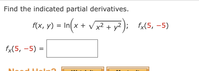 Solved Find the indicated partial derivatives. | Chegg.com
