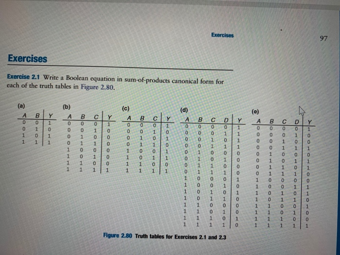 Solved Exercises 97 Exercises Exercise 2.1 Write a Boolean | Chegg.com