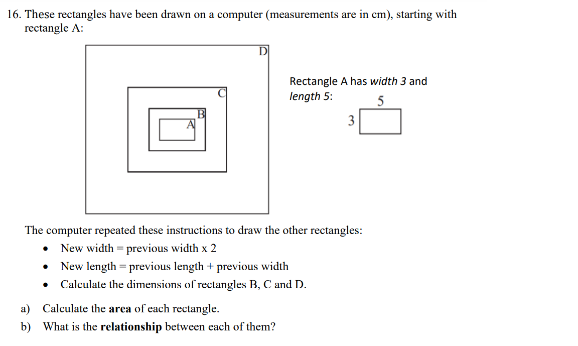 Solved 16. These rectangles have been drawn on a computer | Chegg.com