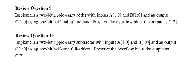 Solved Review Question 9 Implement a two-bit ripple-carry | Chegg.com