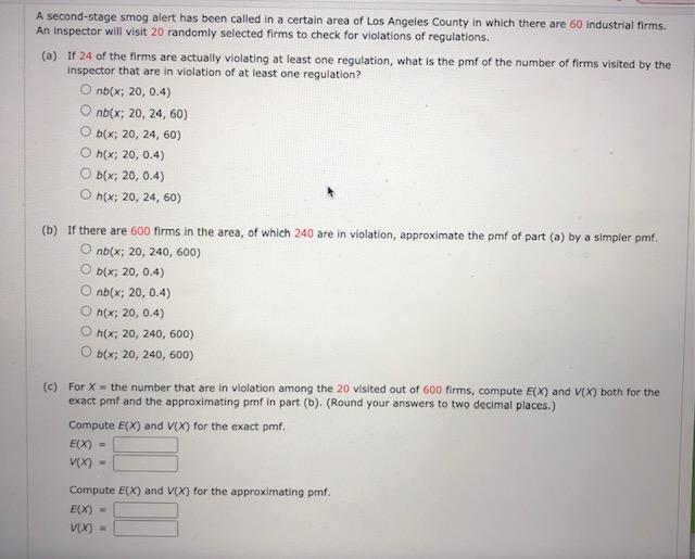 Solved A second-stage smog alert has been called in a | Chegg.com