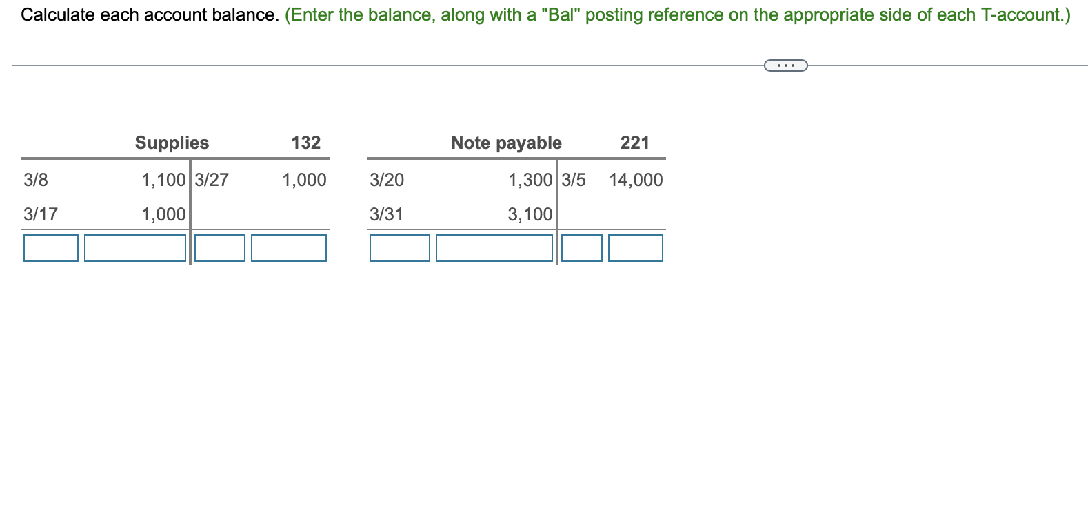 Solved Calculate each account balance. (Enter the balance, | Chegg.com
