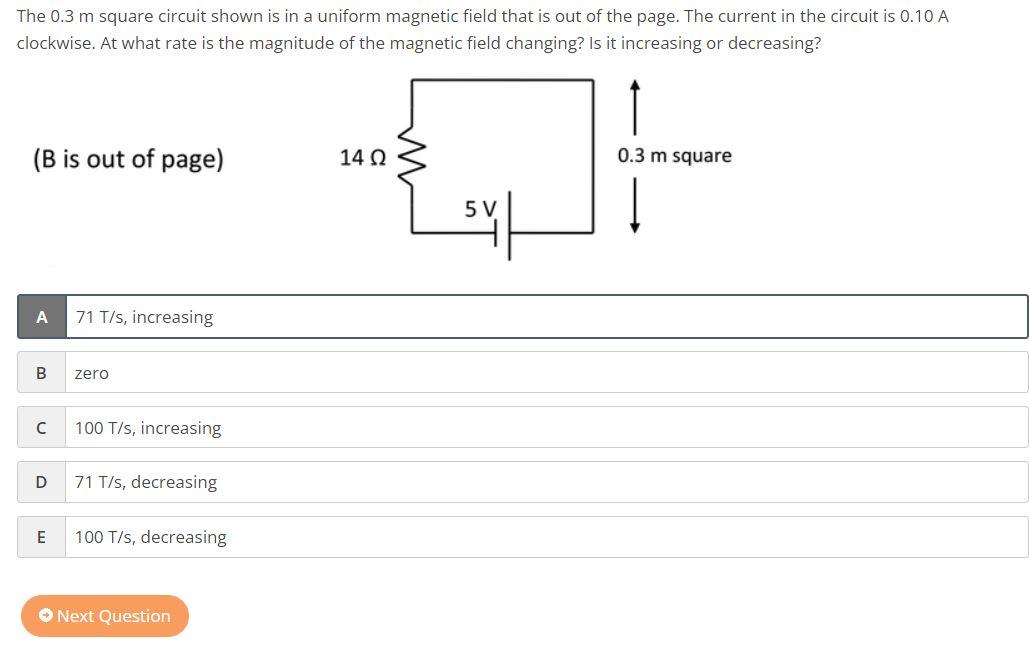 Solved The 0.3 m square circuit shown is in a uniform | Chegg.com