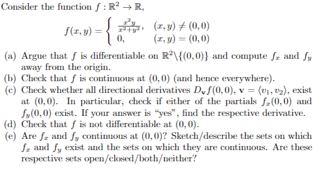 Solved Consider the function f:R2→R, | Chegg.com