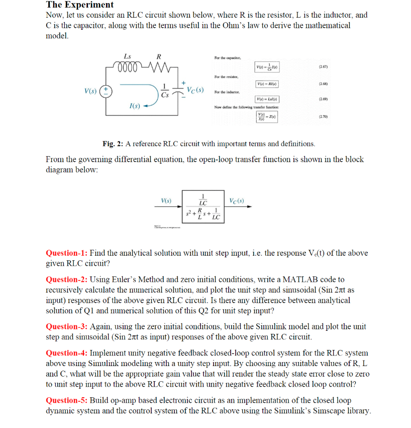 Solved The Experiment Now, let us consider an RLC circuit | Chegg.com