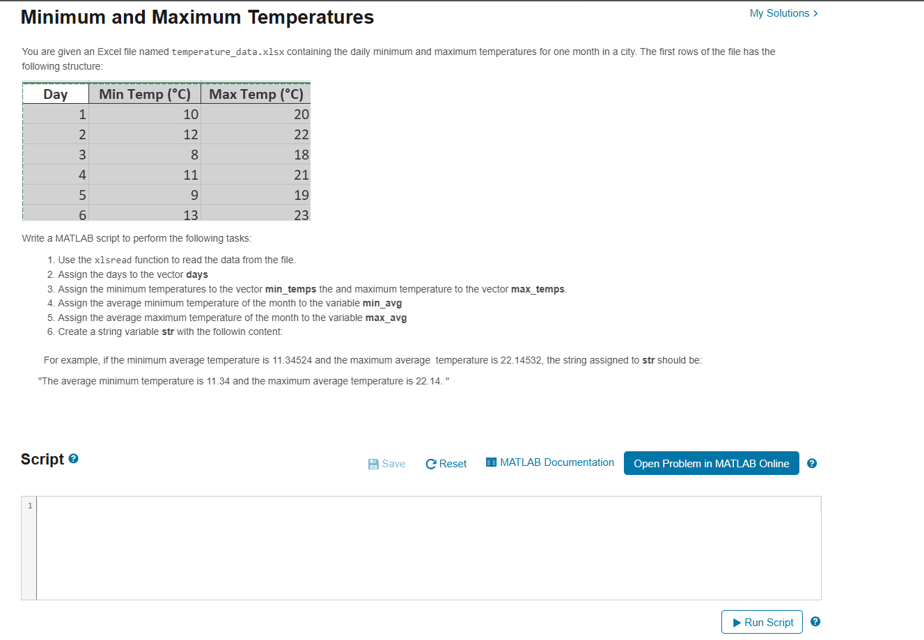 Solved Minimum and Maximum TemperaturesYou are given an | Chegg.com