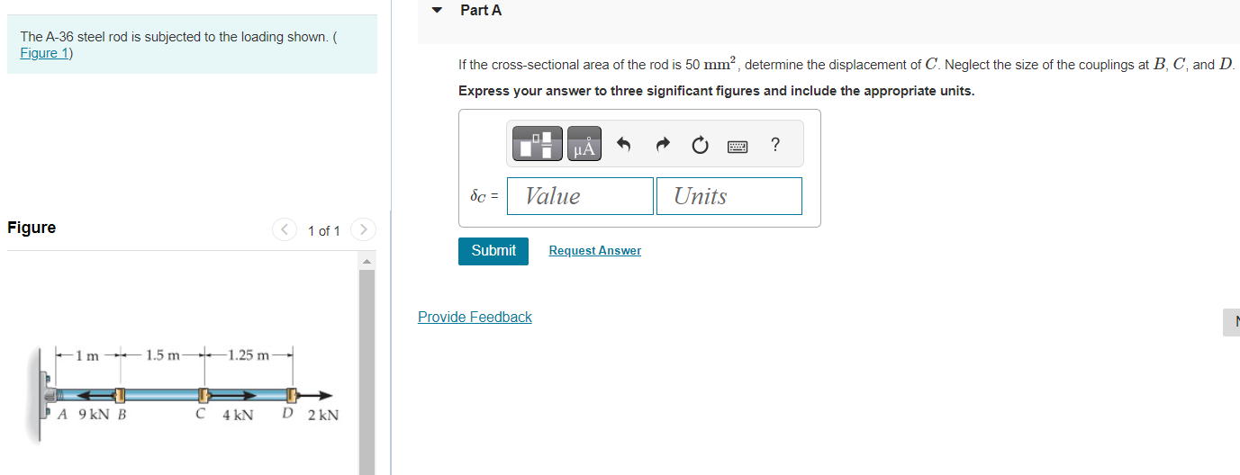 Solved The A-36 steel rod is subjected to the loading shown. | Chegg.com