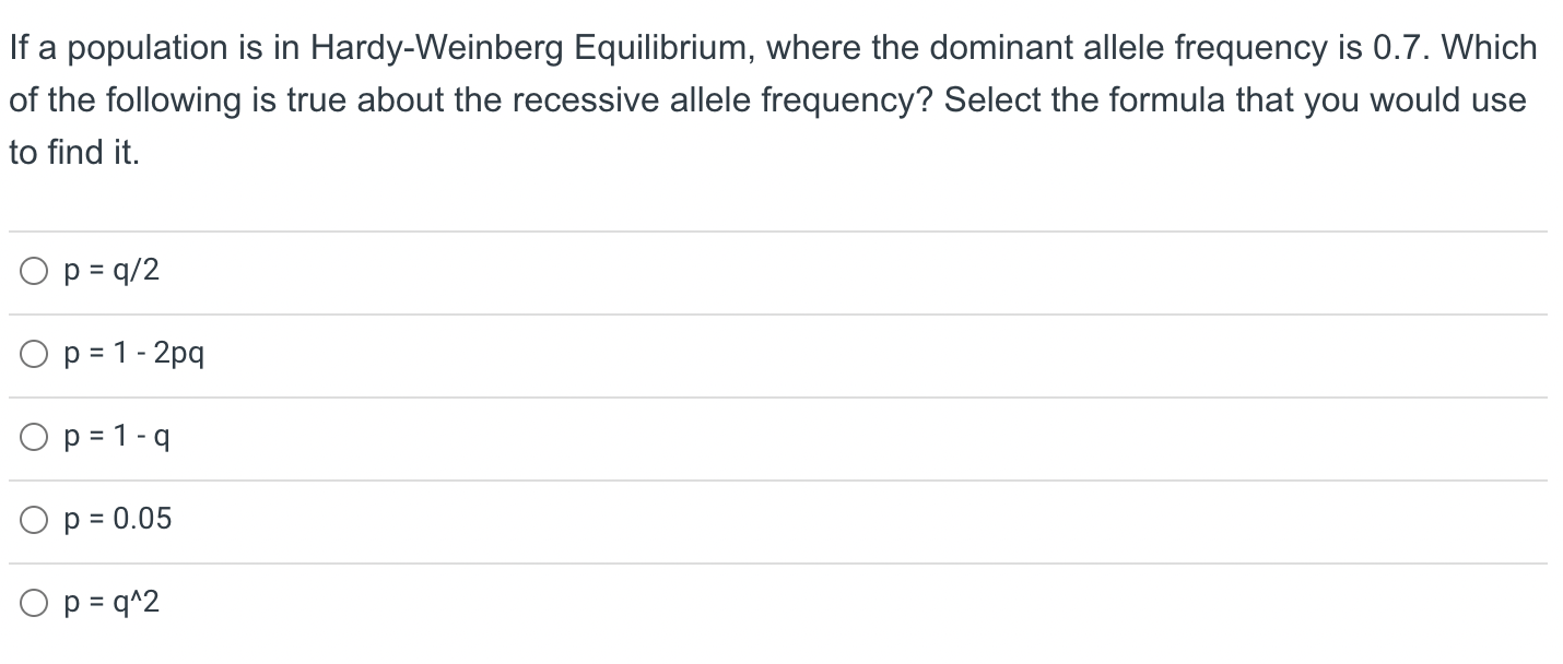 Solved If a population is in Hardy-Weinberg Equilibrium, | Chegg.com
