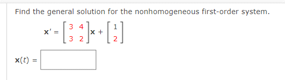 Solved Find the general solution for the nonhomogeneous | Chegg.com