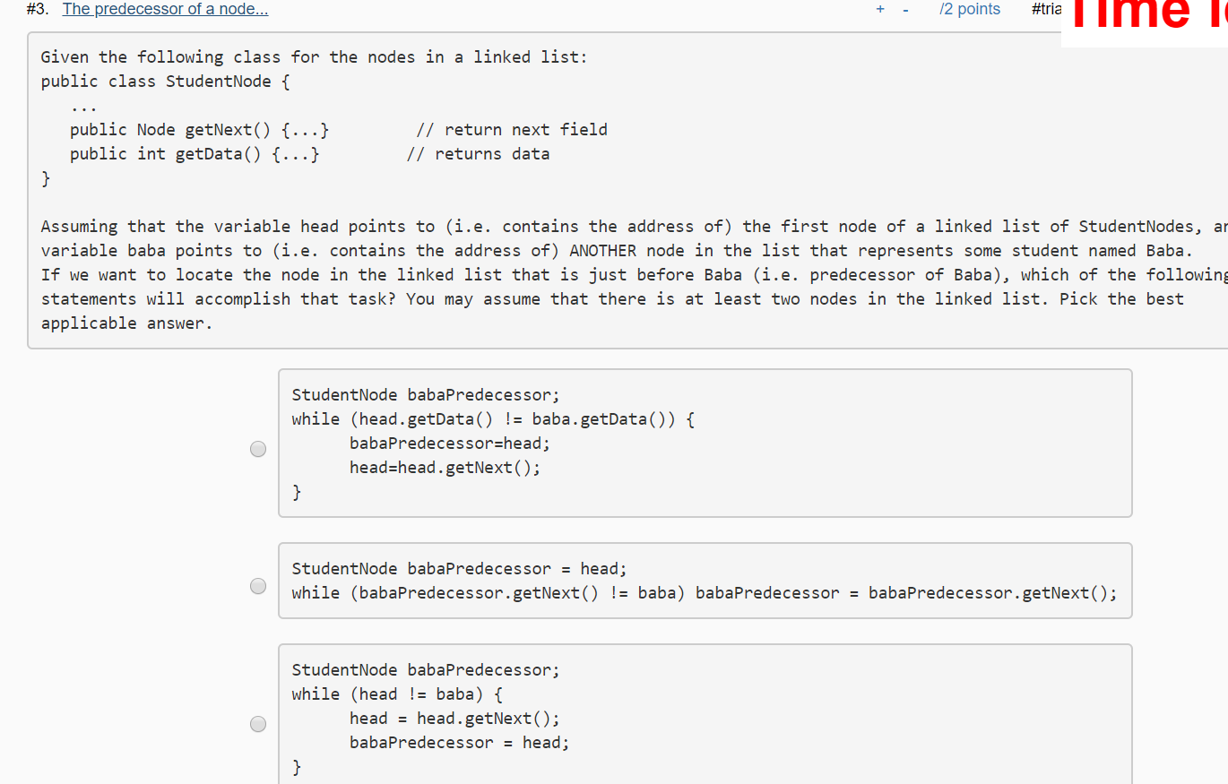 Solved #3. The predecessor of a node... + - 2 points #tria | Chegg.com