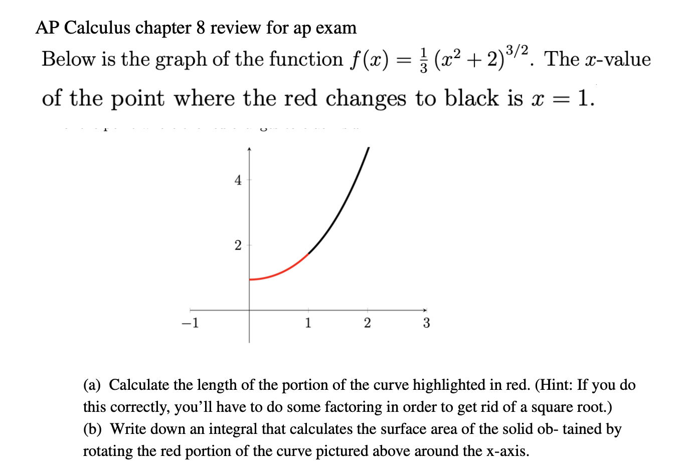 Solved AP Calculus chapter 8 review for ap exam Below is the | Chegg.com