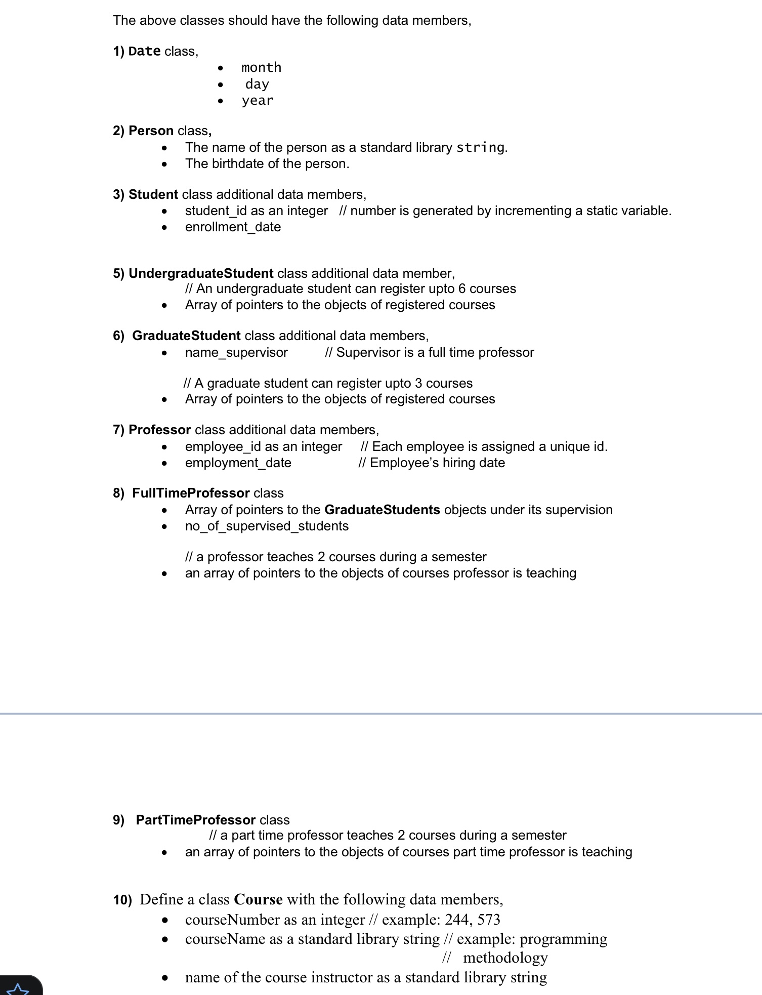 Solved Please write this code, fully implementing each | Chegg.com