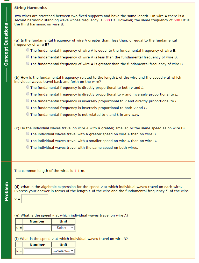 Solved String Harmonics Two wires are stretched between two | Chegg.com