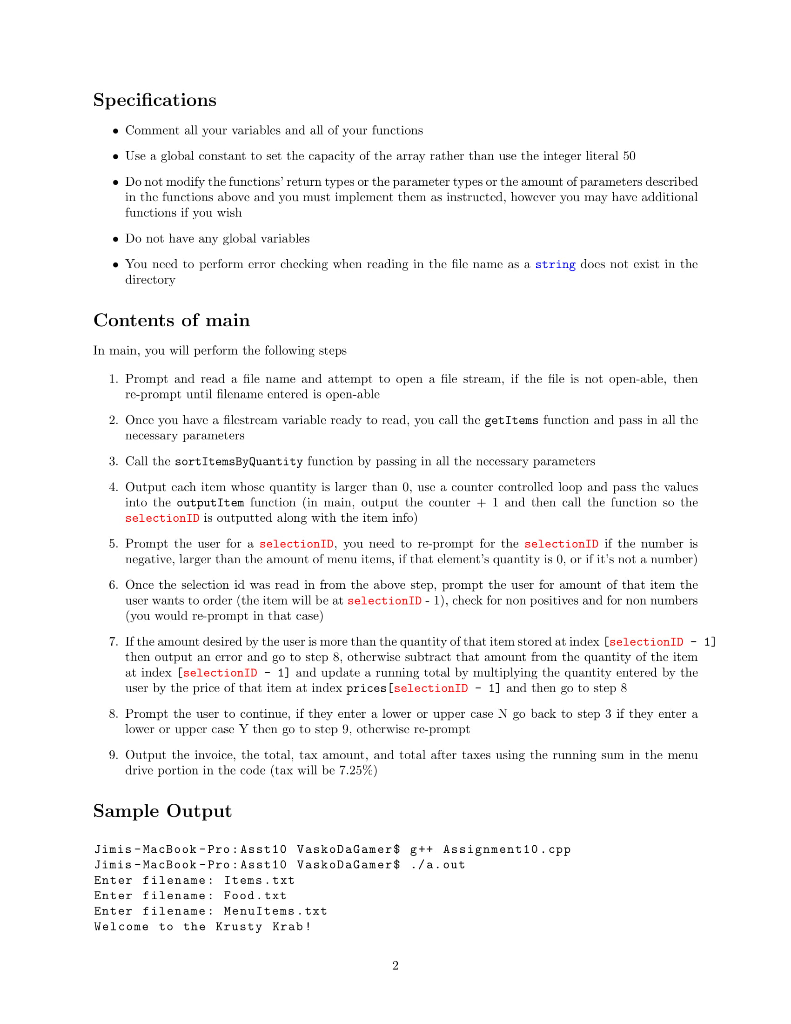 Solved Menu Struct Using a text file menu OUTPUT MUST BE | Chegg.com