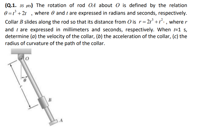 Solved (Q.1. 35 pts) The rotation of rod OA about 0 is | Chegg.com