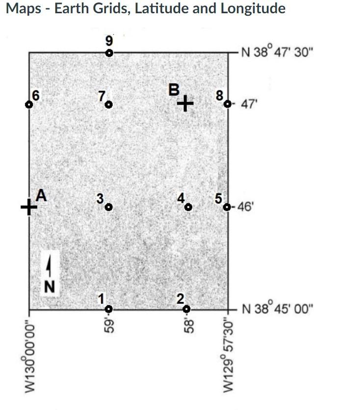 Solved Maps - Earth Grids, Latitude and Longitude 9 N 38° | Chegg.com