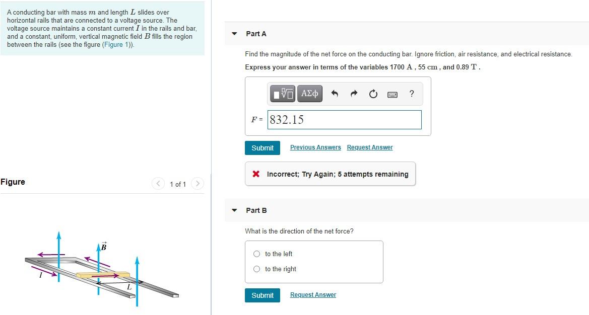 Solved A conducting bar with mass m and length L slides over | Chegg.com