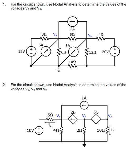 Solved 1. For the circuit shown, use Nodal Analysis to | Chegg.com