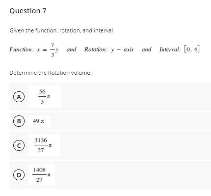 Solved Question 7 Given the function, rotation, and interval | Chegg.com