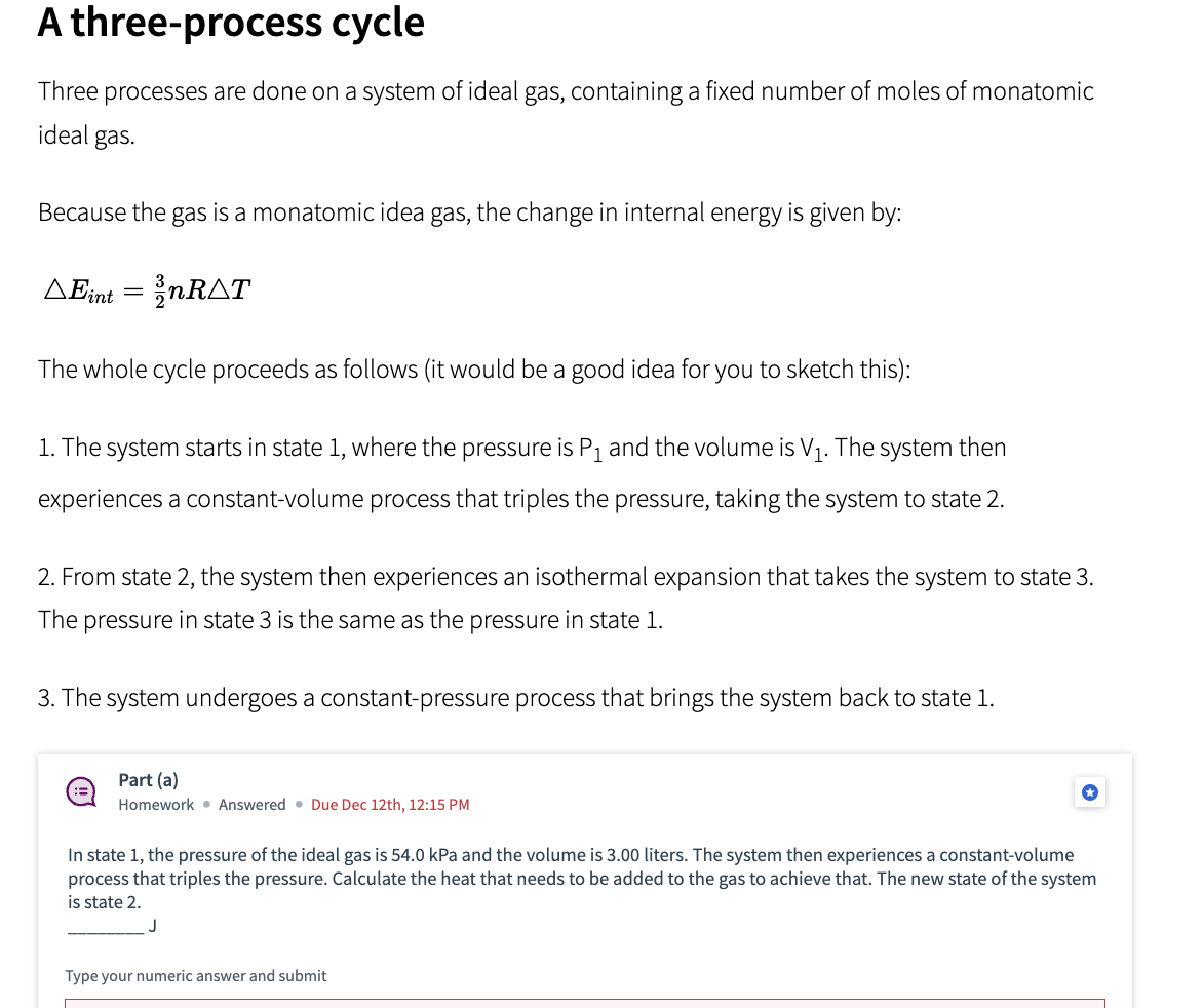Solved A three-process cycleThree processes are done on a | Chegg.com