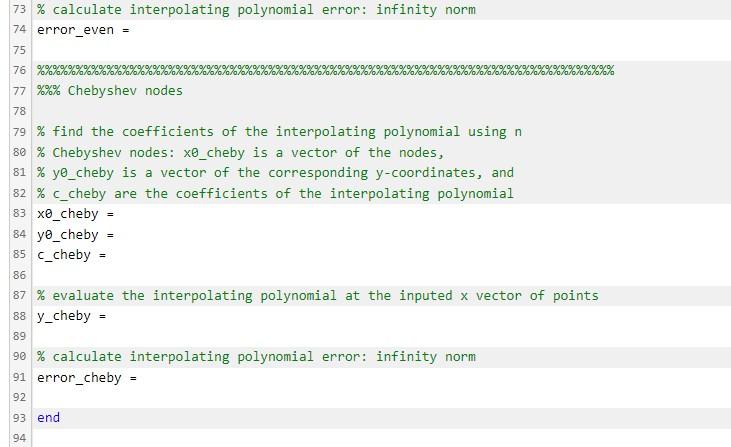 Let f(x)=e∣x∣. Compare evenly spaced interpolation | Chegg.com