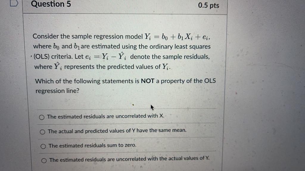 Solved Consider the sample regression model Yi=b0+b1Xi+ei, | Chegg.com