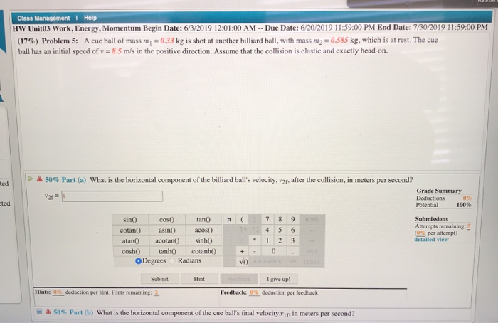 Solved Class Management I Help HW Unit03 Work, Energy, | Chegg.com