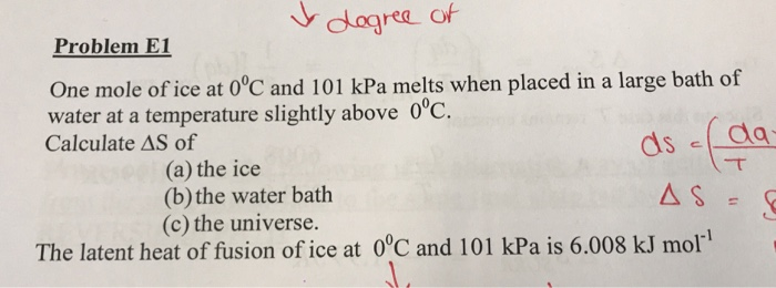 Solved dlagrea of Problem E1 One mole of ice at o°C and 101 | Chegg.com