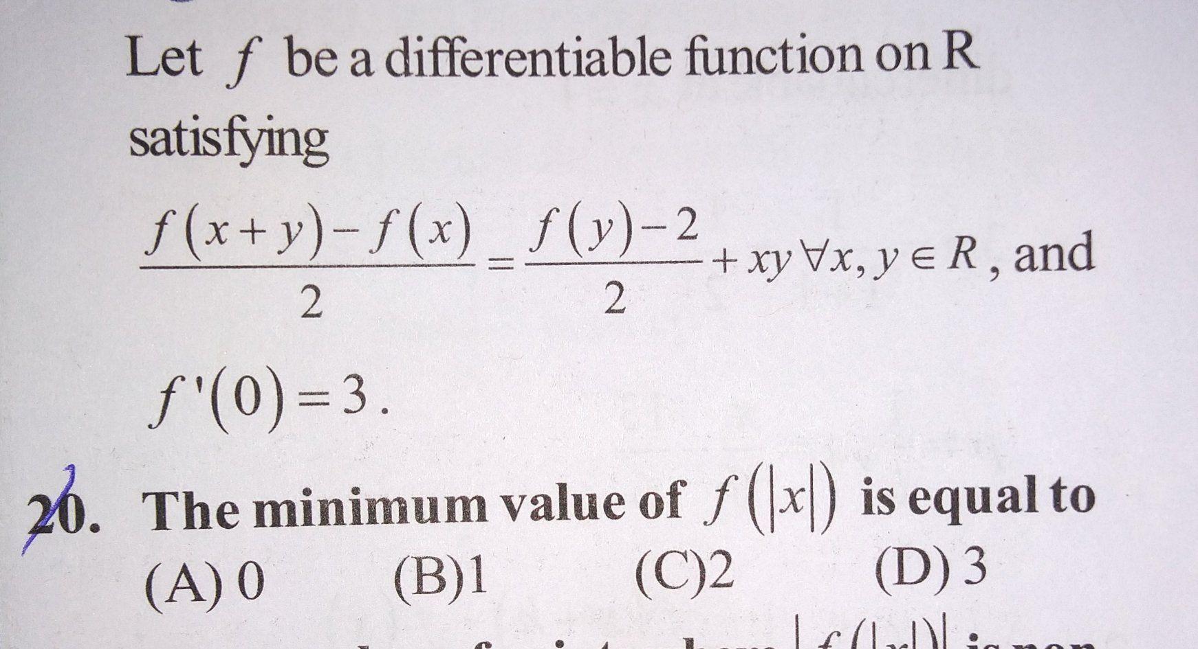 Solved Let f be a differentiable function on R satisfying | Chegg.com
