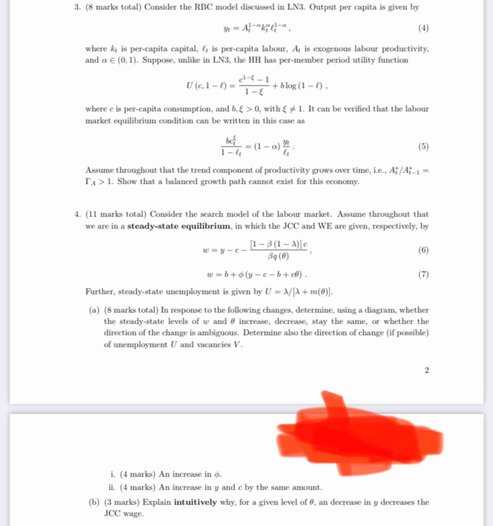Solved ( 8 ﻿marks total) ﻿Consider the RBC ﻿model discussed | Chegg.com