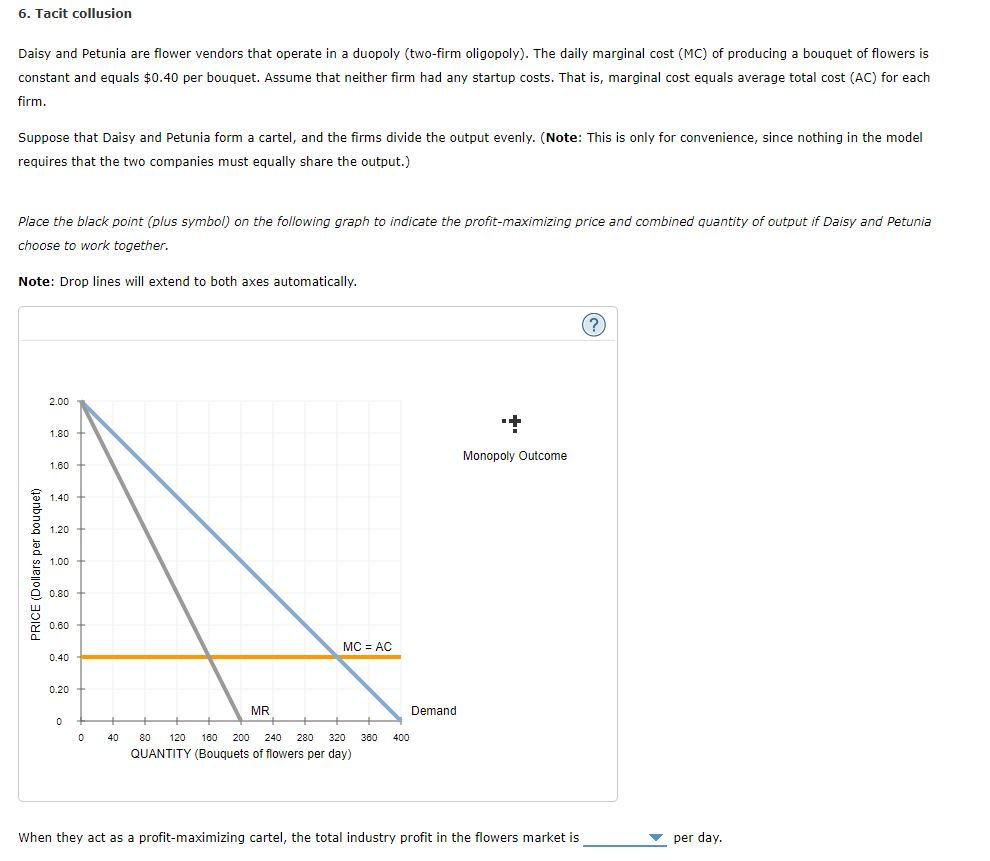Solved 6. Tacit collusion Daisy and Petunia are flower | Chegg.com