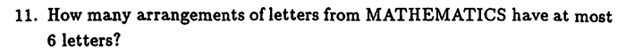 Solved 11. How many arrangements of letters from MATHEMATICS | Chegg.com